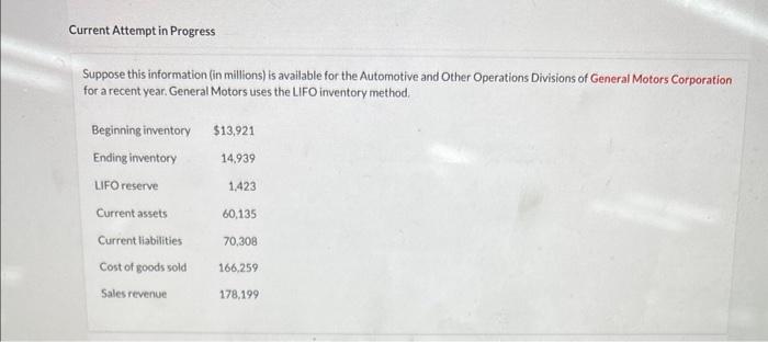Solved Current Attempt in Progress Suppose this information | Chegg.com