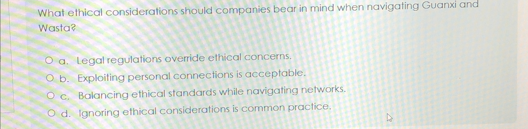 Solved What ethical considerations should companies bear in | Chegg.com
