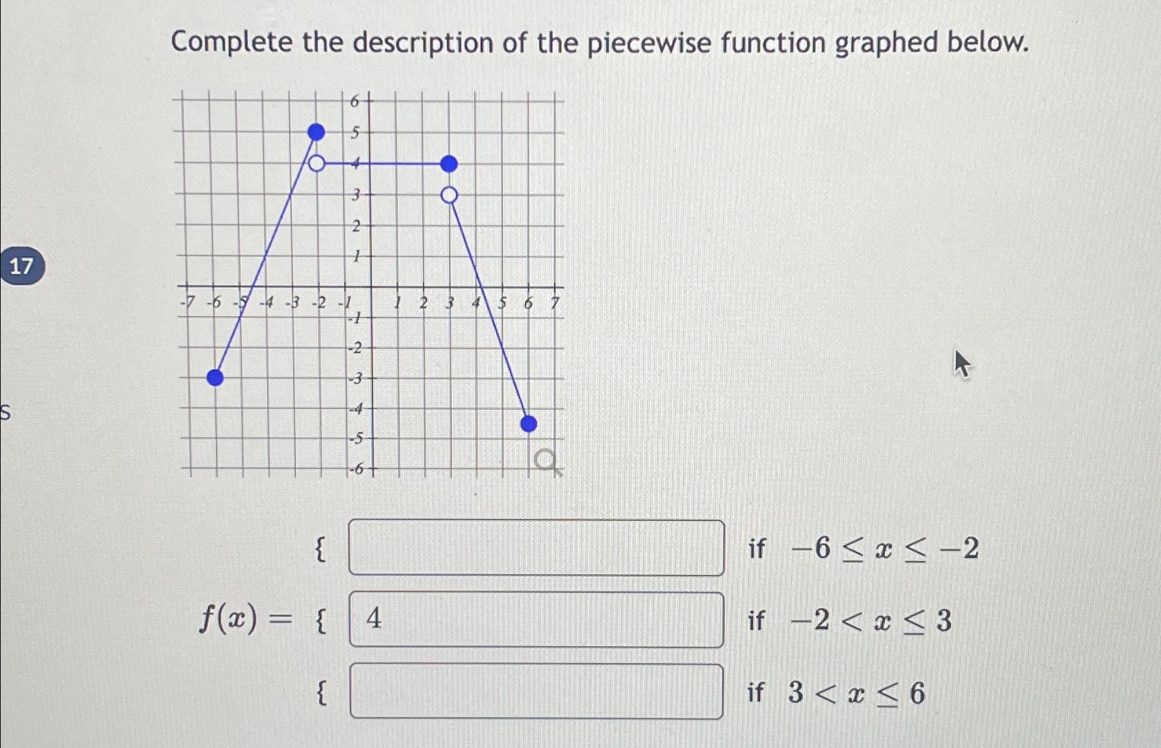 Solved Complete the description of the piecewise function | Chegg.com