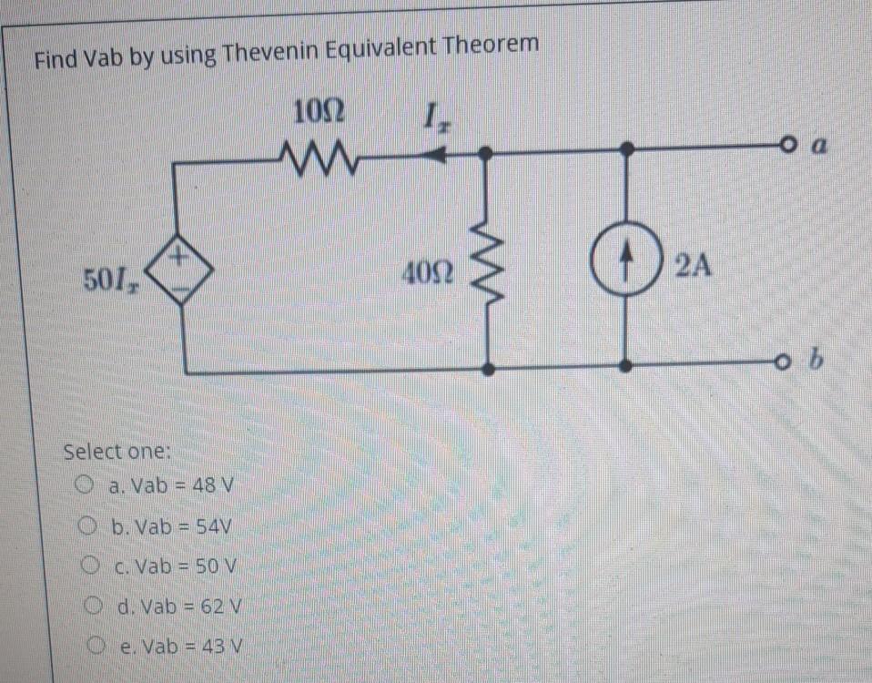 Solved Find Vab by using Thevenin Equivalent Theorem 1012 I, | Chegg.com