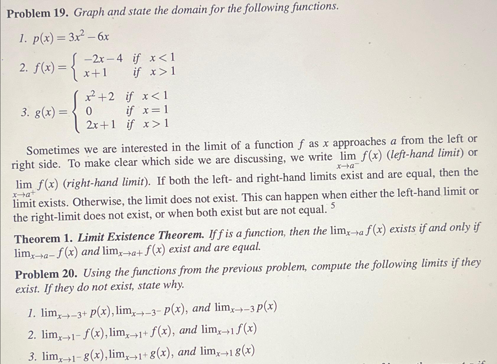 Solved Problem 19. ﻿Graph and state the domain for the | Chegg.com