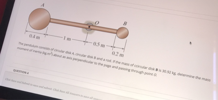 Solved 04 m lm The pendulum consists of circular disk A | Chegg.com