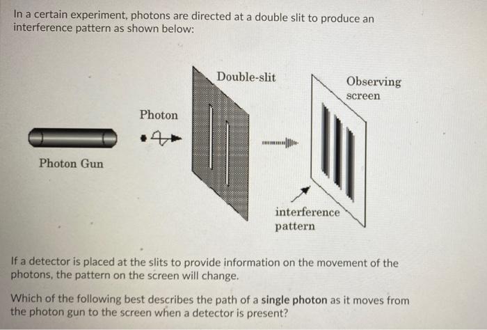 Solved In a certain experiment, photons are directed at a | Chegg.com