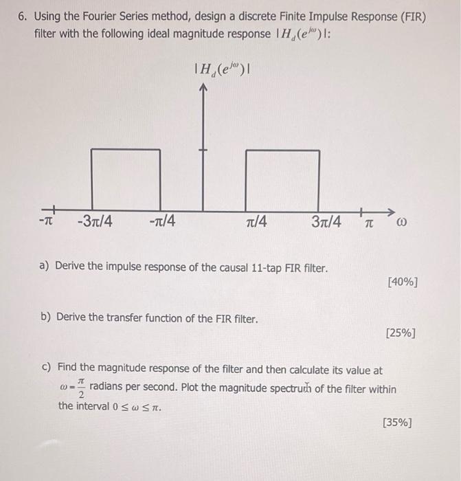 6. Using the Fourier Series method, design a discrete | Chegg.com