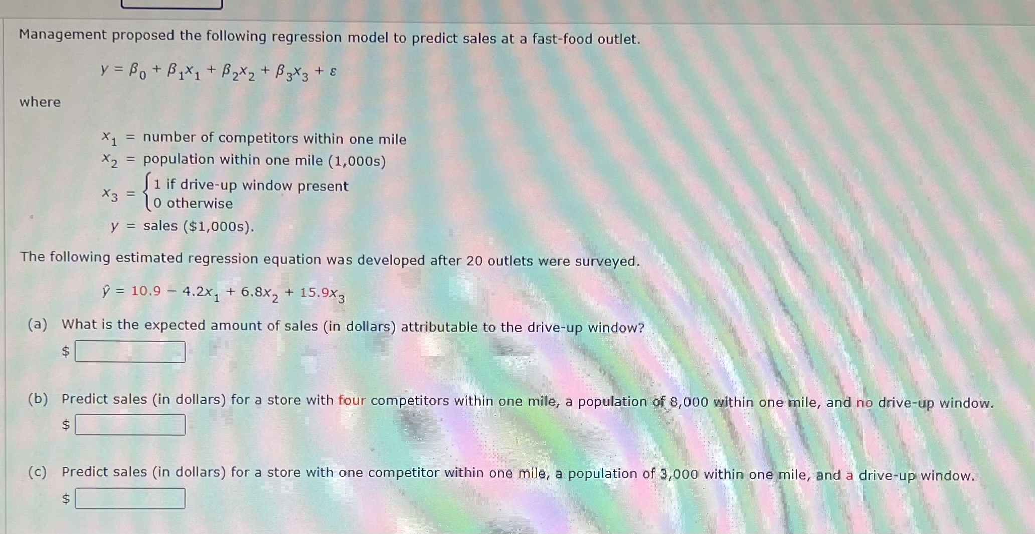 Solved Management Proposed The Following Regression Model To 1516