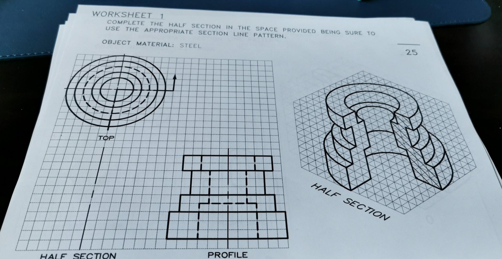 Solved WORKSHEET 1 COMPLETE THE HALF SECTION IN THE SPACE | Chegg.com