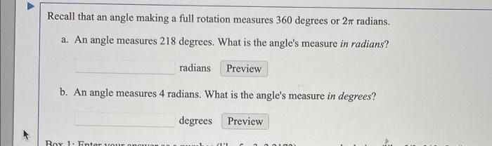 Solved Recall That An Angle Making A Full Rotation Measures