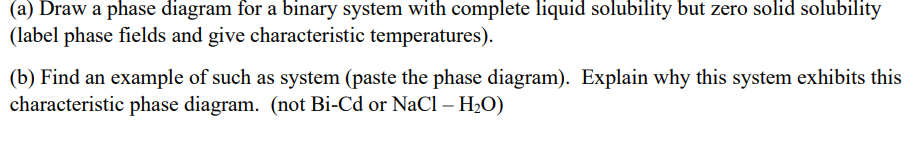 Solved (a) ﻿Draw a phase diagram for a binary system with | Chegg.com