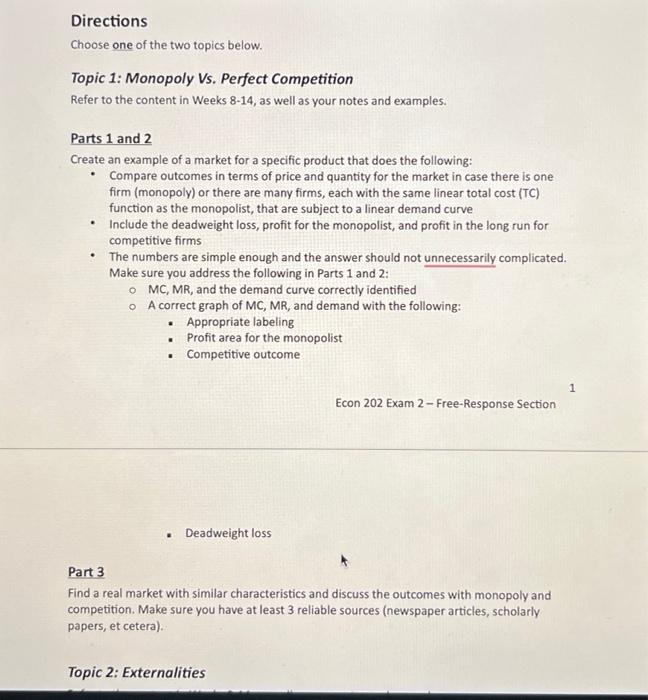 Solved Topic 1: Monopoly Vs. Perfect Competition Refer to | Chegg.com
