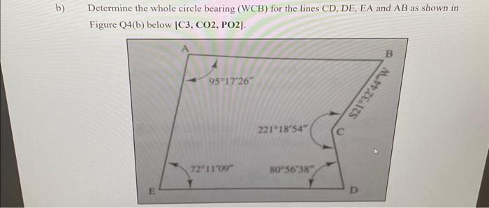 Determine the whole circle bearing (WCB) for the | Chegg.com
