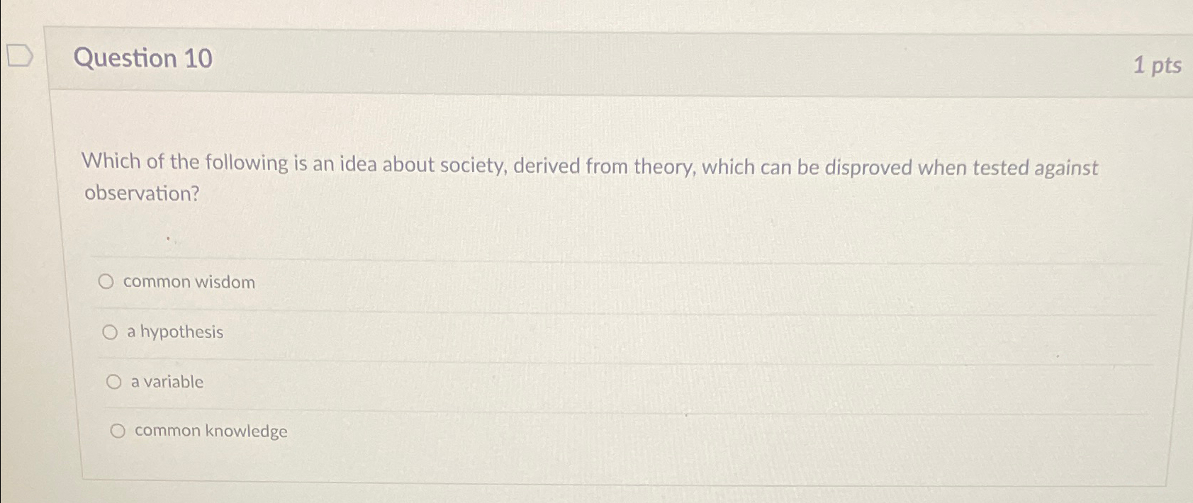Solved Question 101 ﻿ptsWhich of the following is an idea | Chegg.com