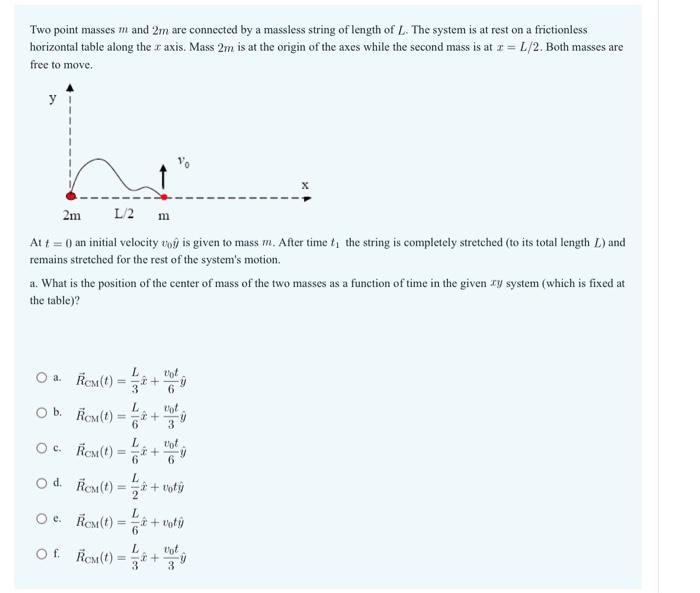 Solved Two point masses m and 2m are connected by a massless | Chegg.com
