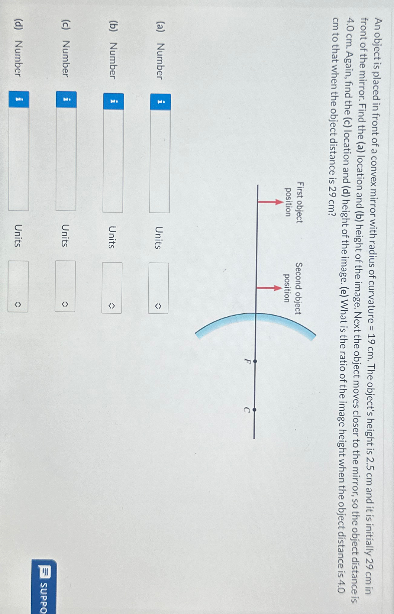 Solved An object is placed in front of a convex mirror with | Chegg.com
