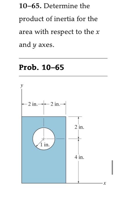 Solved 10-65. Determine the product of inertia for the area | Chegg.com