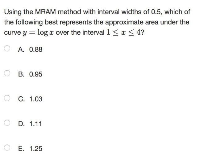 Solved Using the MRAM method with interval widths of 0.5, | Chegg.com