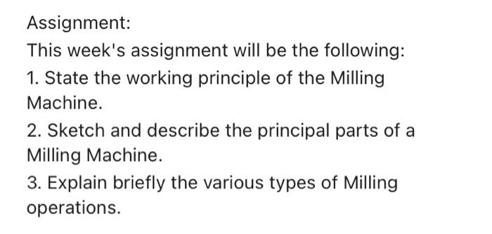 Solved Assignment: This week's assignment will be the | Chegg.com