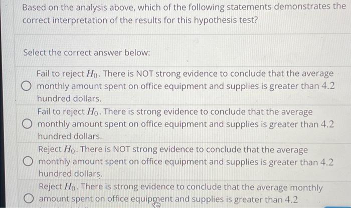 Based on the analysis above, which of the following | Chegg.com
