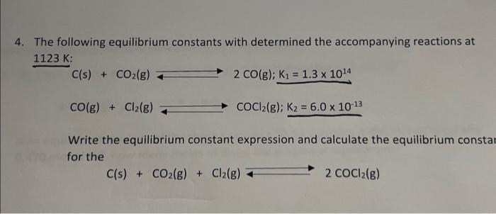 Solved 4. The following equilibrium constants with | Chegg.com