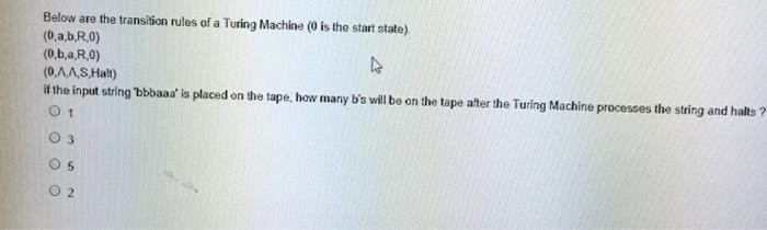 Solved Below are the transition rules of a Turing Machine (0 | Chegg.com