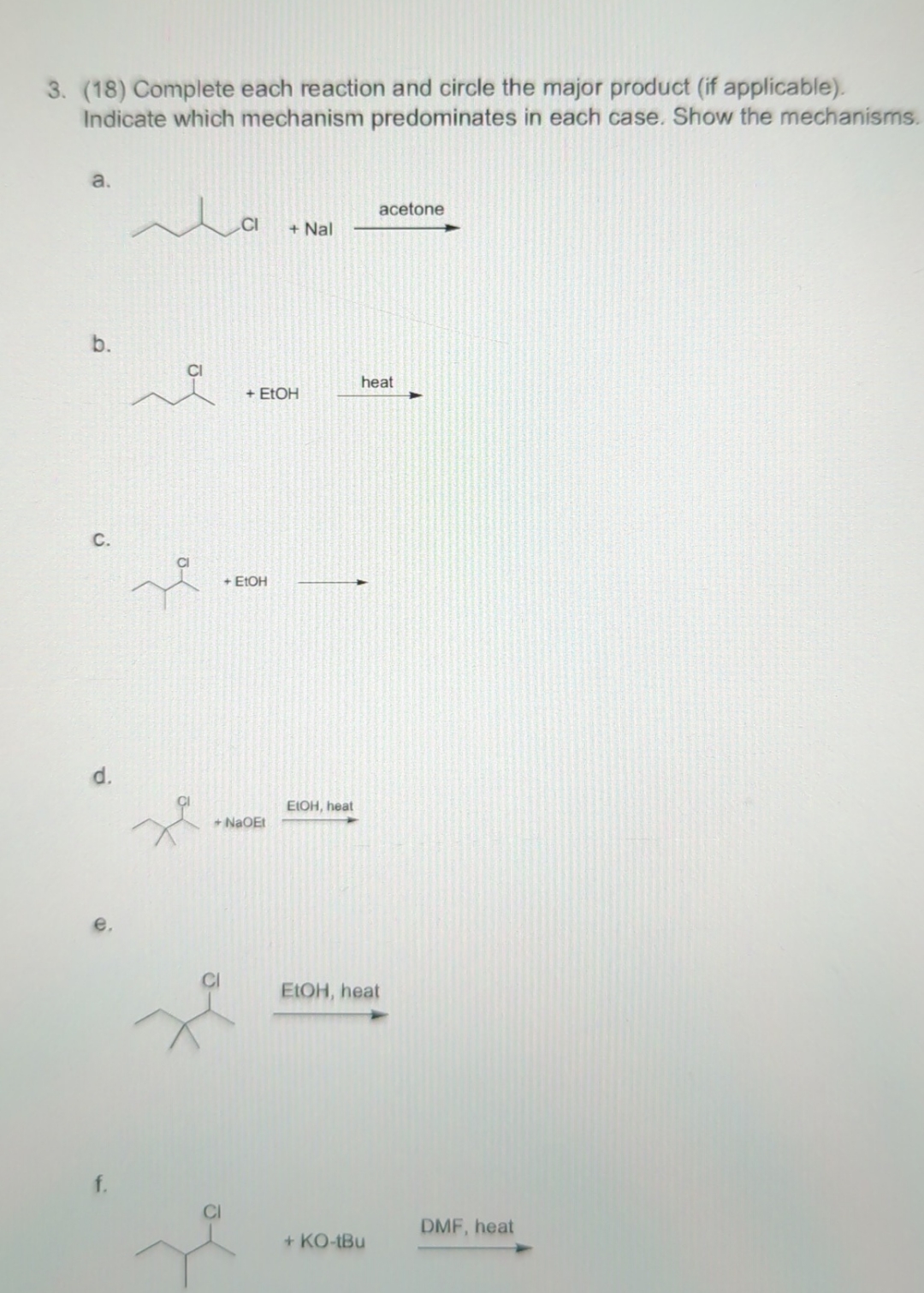 Solved (18) ﻿Complete each reaction and circle the major | Chegg.com