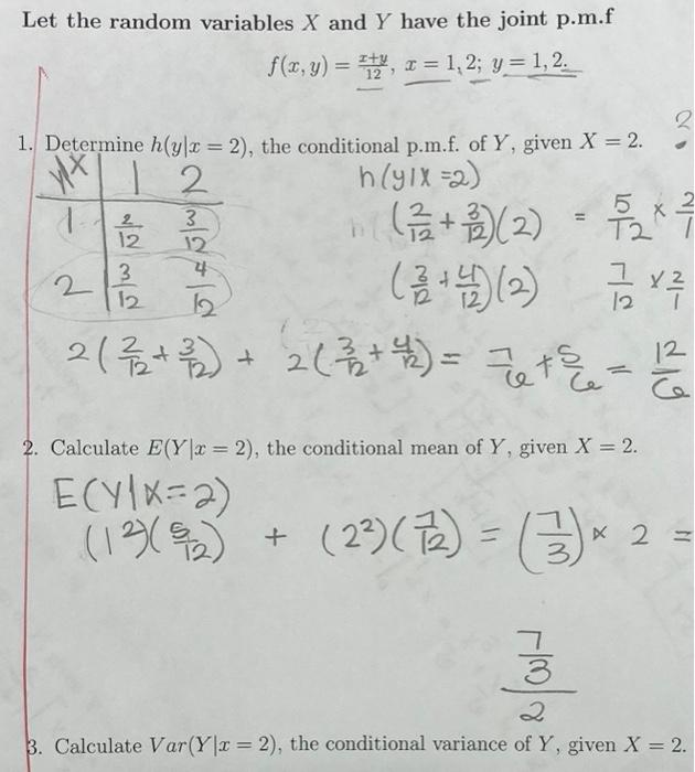Solved Let the random variables X and Y have the joint p.m.f | Chegg.com