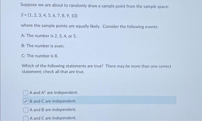 Solved Suppose we are about to randomly draw a sample point | Chegg.com