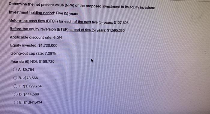 Solved Determine the net present value (NPV) of the proposed | Chegg.com