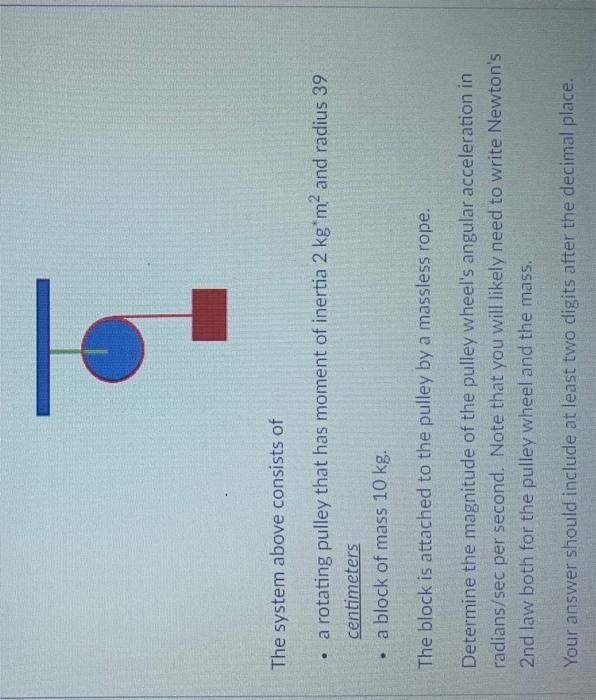 Solved The system above consists of - a rotating pulley that | Chegg.com