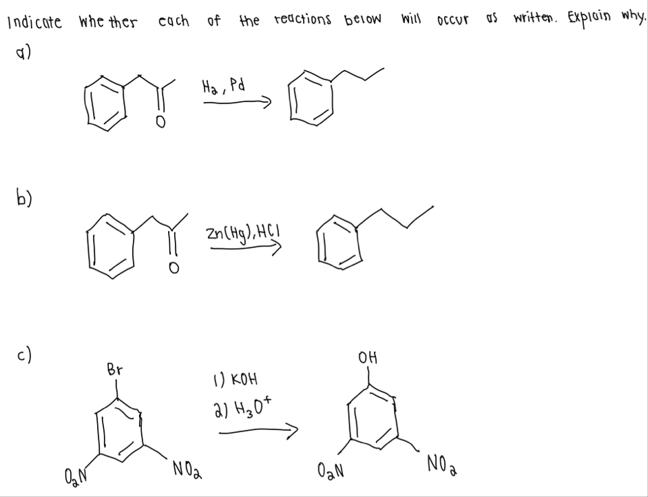 Solved Indicate whether each of the reactions below will | Chegg.com