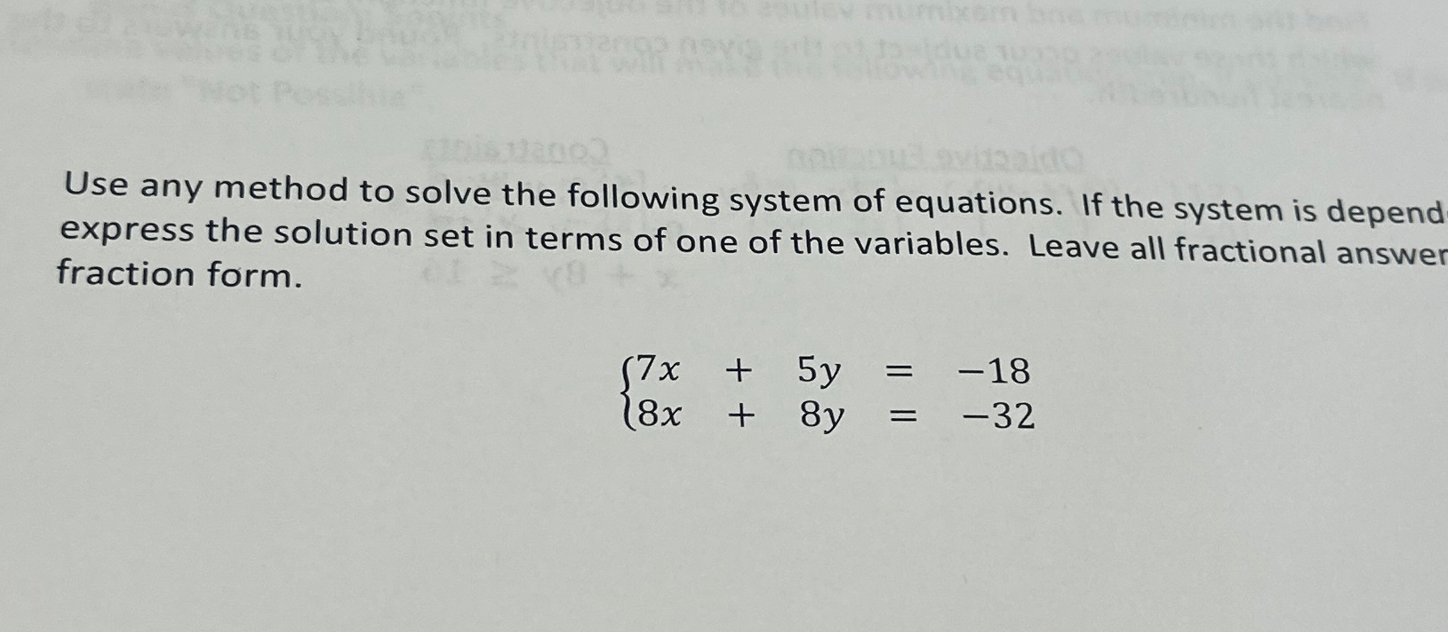 Solved Use any method to solve the following system of | Chegg.com