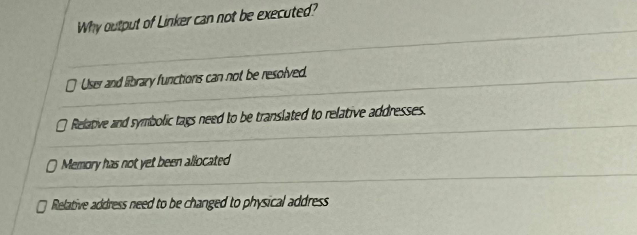 Solved Why output of Linker can not be executed?Memory has | Chegg.com