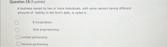 Solved A business owned by two or more individuals, with | Chegg.com