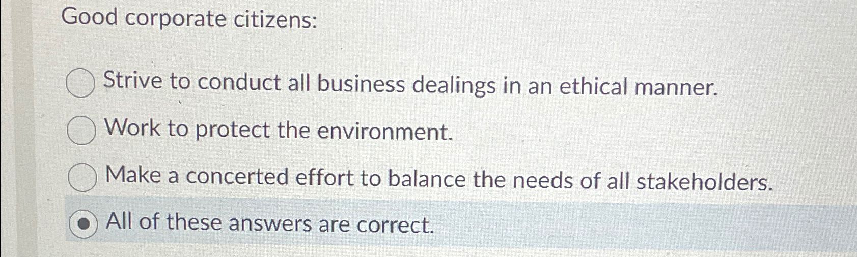Solved Good corporate citizens:Strive to conduct all | Chegg.com