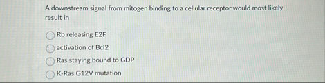 Solved A downstream signal from mitogen binding to a | Chegg.com
