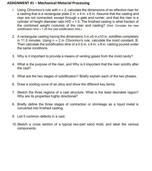 Solved Sketch the three regions of a cast structure. What is | Chegg.com