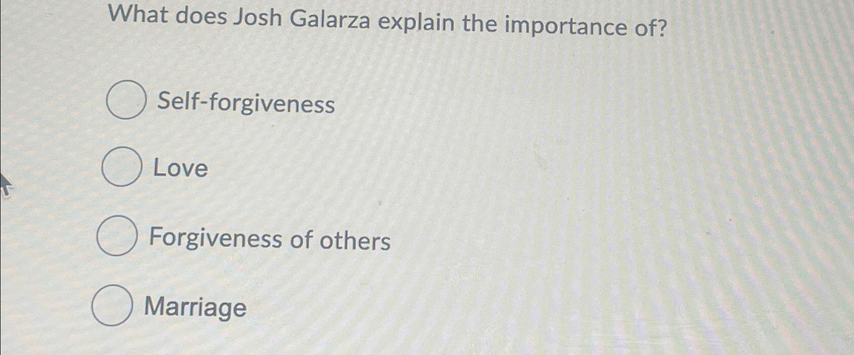Solved What does Josh Galarza explain the importance | Chegg.com