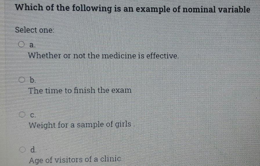 Solved Which of the following is an example of nominal | Chegg.com