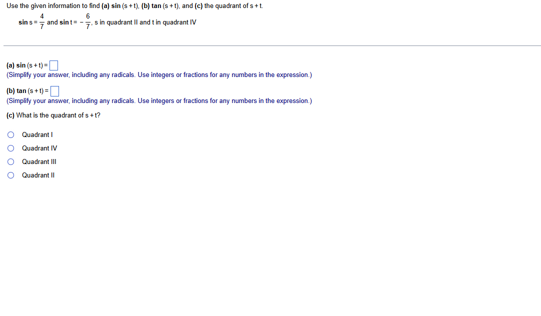 Solved Use the given information to find | Chegg.com
