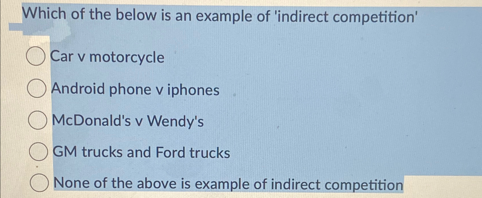 Solved Which of the below is an example of 'indirect | Chegg.com
