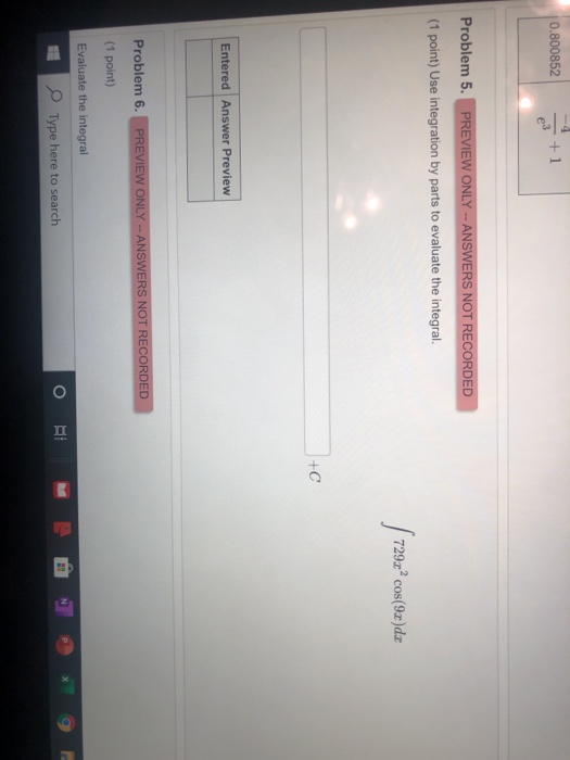 Solved 0.800852 Problem 5. PREVIEW ONLY -- ANSWERS NOT | Chegg.com