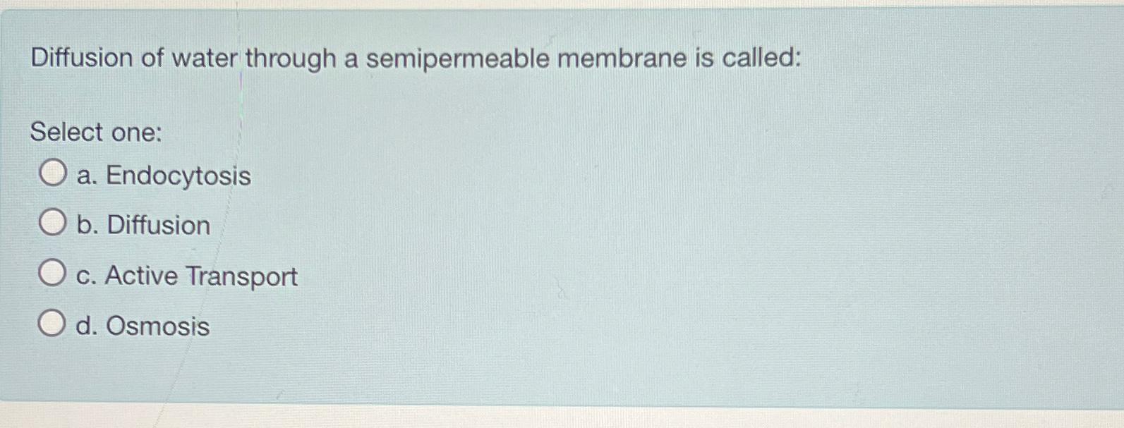 Solved Diffusion of water through a semipermeable membrane | Chegg.com