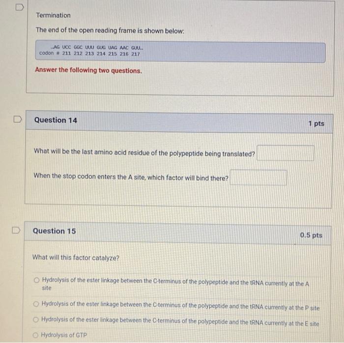 Solved biochem question. need help with 14 & 15 (they go | Chegg.com