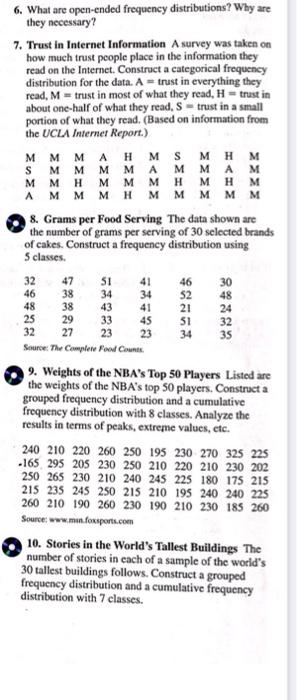 Solved A 6. What are open-ended frequency distributions? Why | Chegg.com