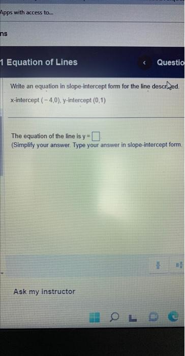 Solved Write an equation in slope-interoept farm for the | Chegg.com