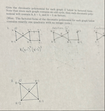 Solved Give the chromatic polynomial for each graph G ﻿below | Chegg.com