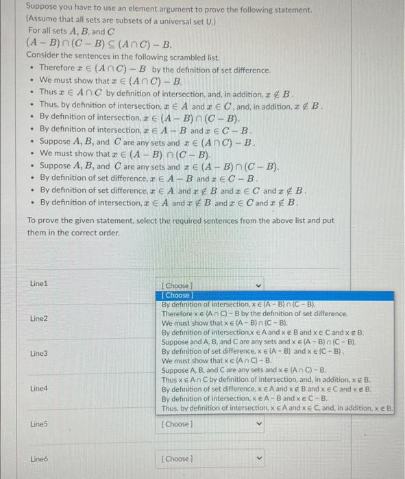 Solved Suppose you have to use an element argument to prove | Chegg.com