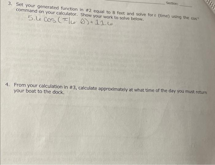 Solved Section 3. Set your generated function in #2 equal to | Chegg.com