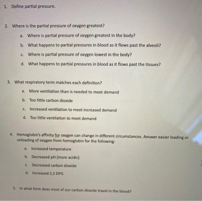 Solved 1. Define partial pressure. 2. Where is the partial | Chegg.com