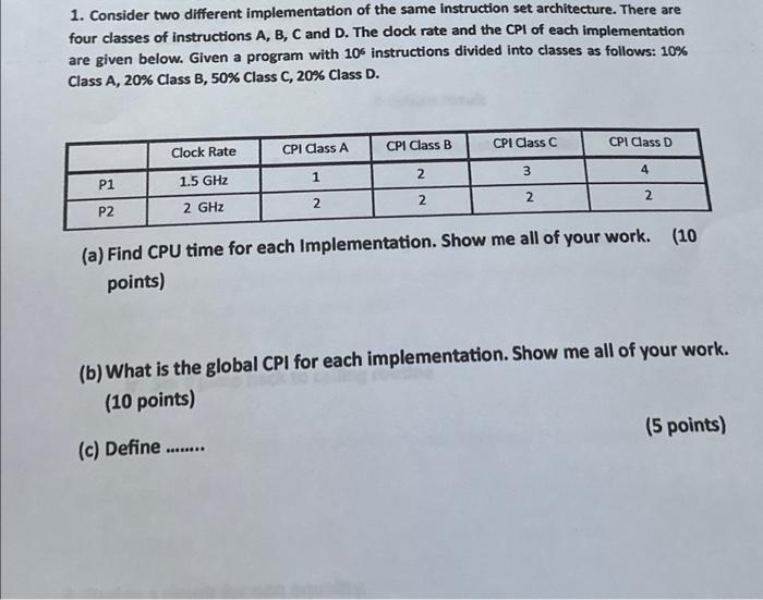 Solved 1. Consider two different implementation of the same | Chegg.com