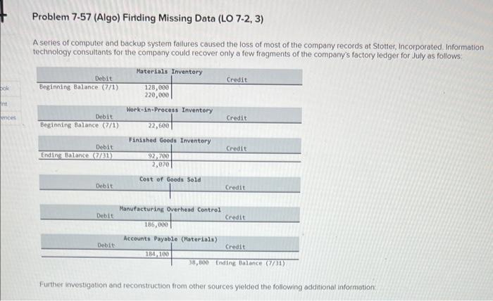 A series of computer and backup system fallures | Chegg.com